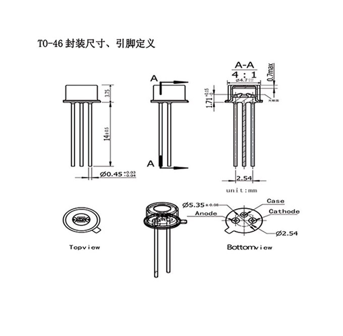650nm雪崩光电二极管 230光敏面APD接收光电二极管探测器TO46 - 河北镭族光电-VCSEL芯片,单模光纤耦合激光器,多模光纤耦合激光器,白光激光模组,白光激光系统。
